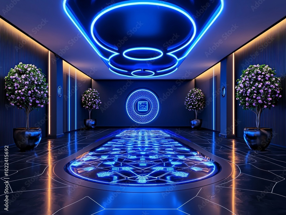 Smart Building Interface: An interior of a modern building where an AI ...