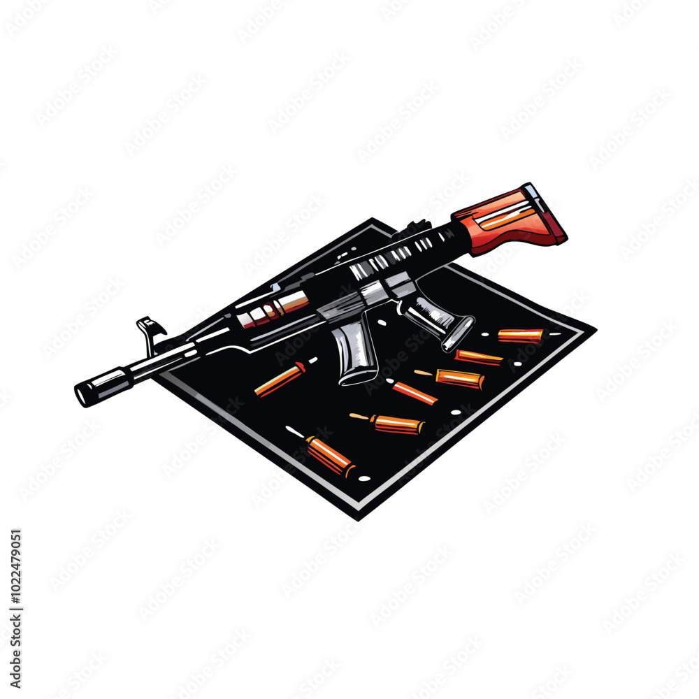 A modern AR-15 rifle with a sleek design, resting on a black diamond ...