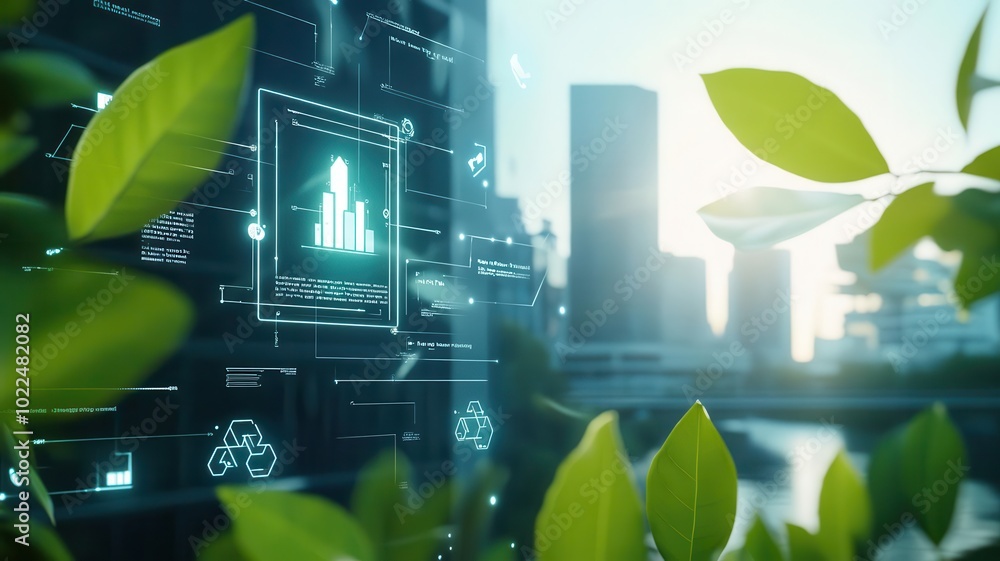 Sustainable smart eco city and greenery concept. Smart water management ...