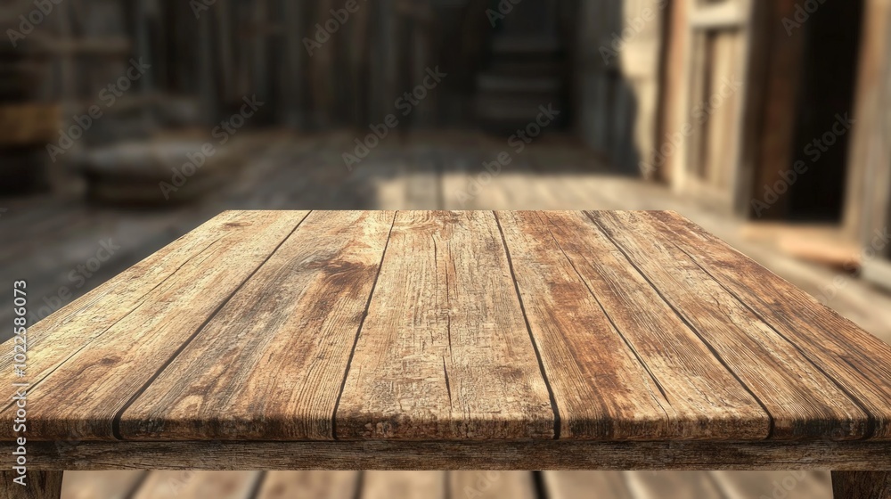 Wild West Saloon Table Mockup, a rustic wooden table in a saloon ...