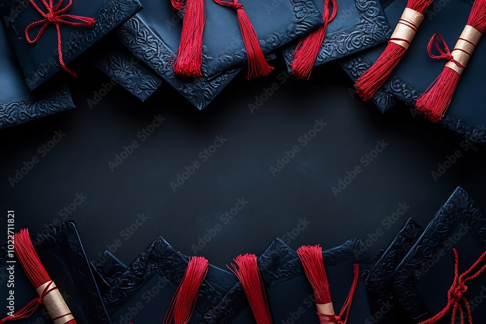 Sleek minimalist graduation border featuring caps diplomas perfect for ...