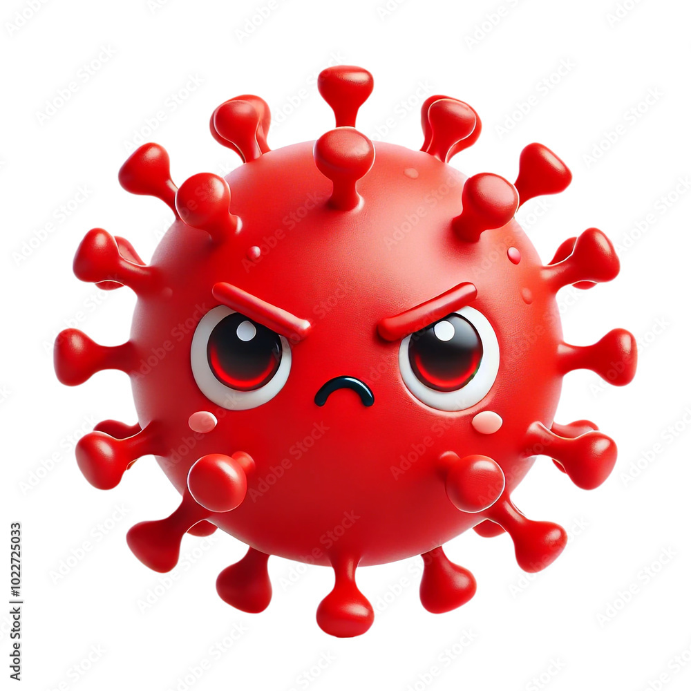 3d abstract emotional virus. Angry character cute kawaii cartoon virus ...