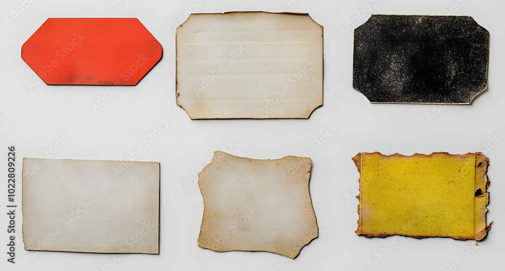 collection of blank old sticker, label, price tag template for mockup ...
