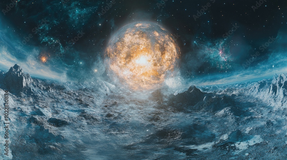 360 degree equirectangular space background featuring nebulae and stars ...