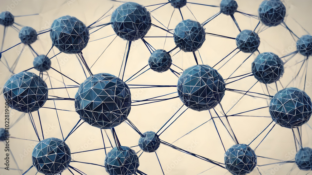 Network structure chemical bonds in molecular level of lines and points ...