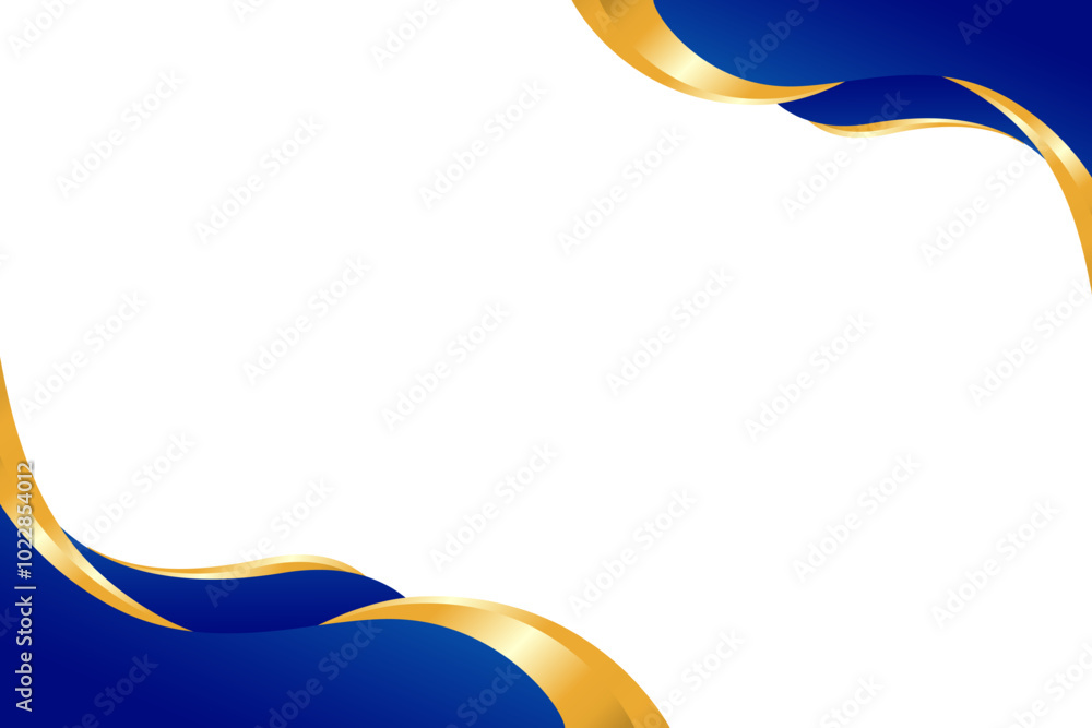 Blue and Gold curve wavy vector border for footer header background ...