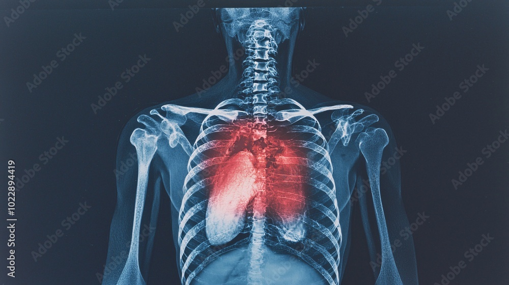 X-ray of Heart: A dramatic and detailed x-ray image showcasing the ...