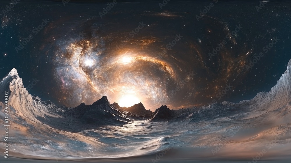 360 degree equirectangular space background featuring nebulae and stars ...
