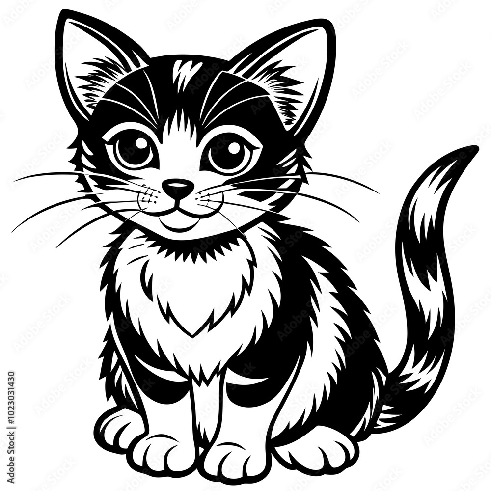 Cat clipart black and white Easy. Cute cat clipart black and white ...