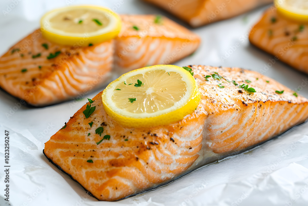 Juicy Salmon Fillets Cooked in an Air Fryer – Healthy and Delicious Seafood Meal Stock Photo ...