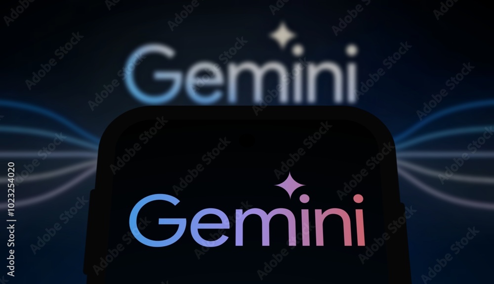 Google Gemini large language model Logo is displayed on smartphone ...