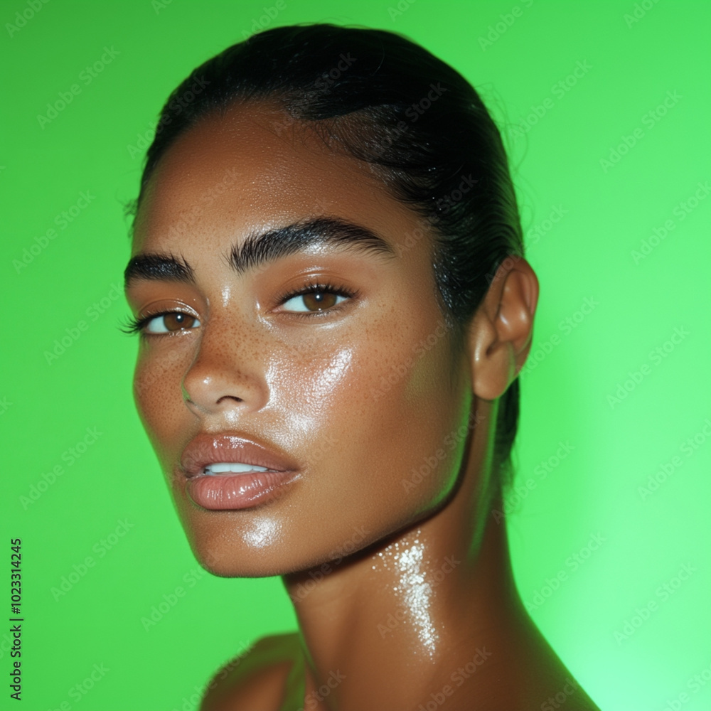 Beauty Against A Green Screen Aesthetics Skincare Makeup Perfect Skin ...