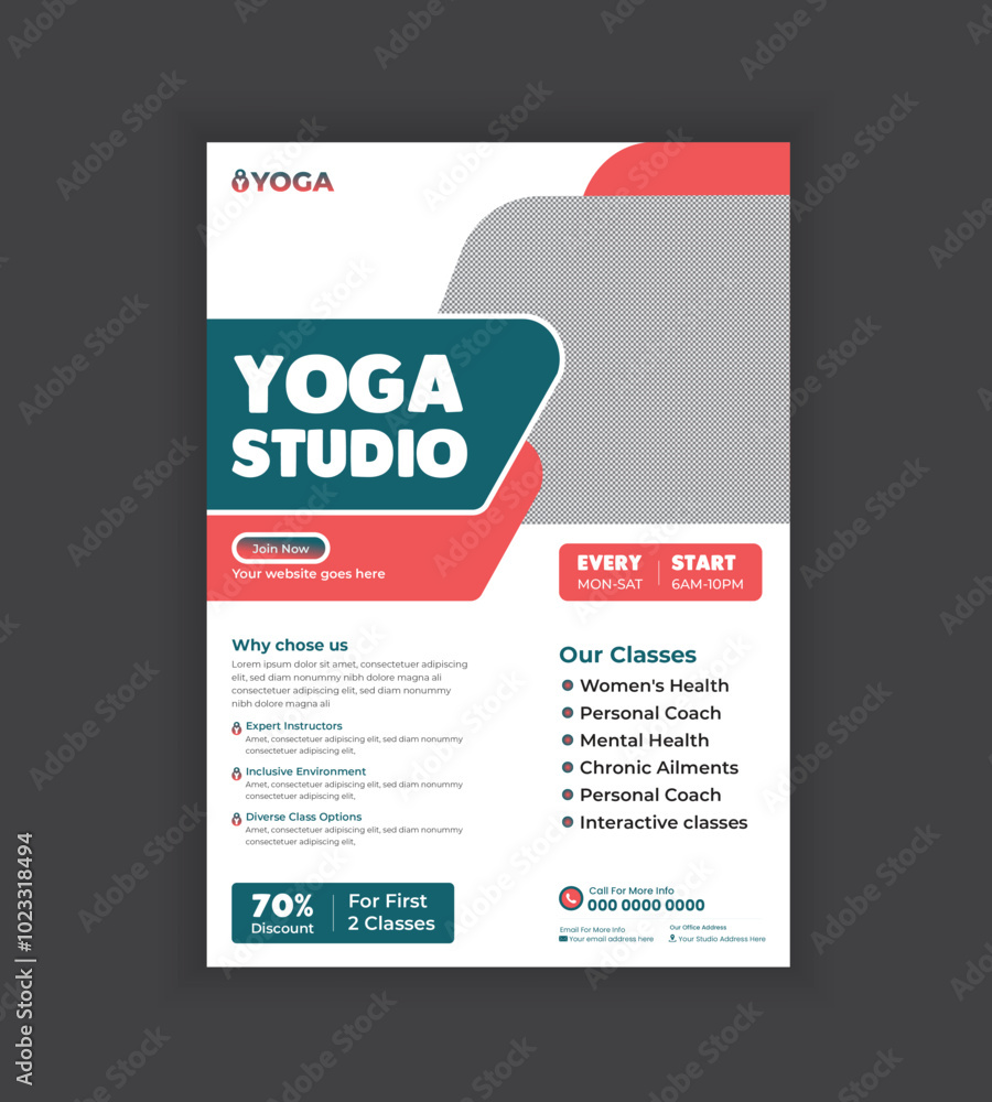 Yoga class flyer design template Stock Vector | Adobe Stock