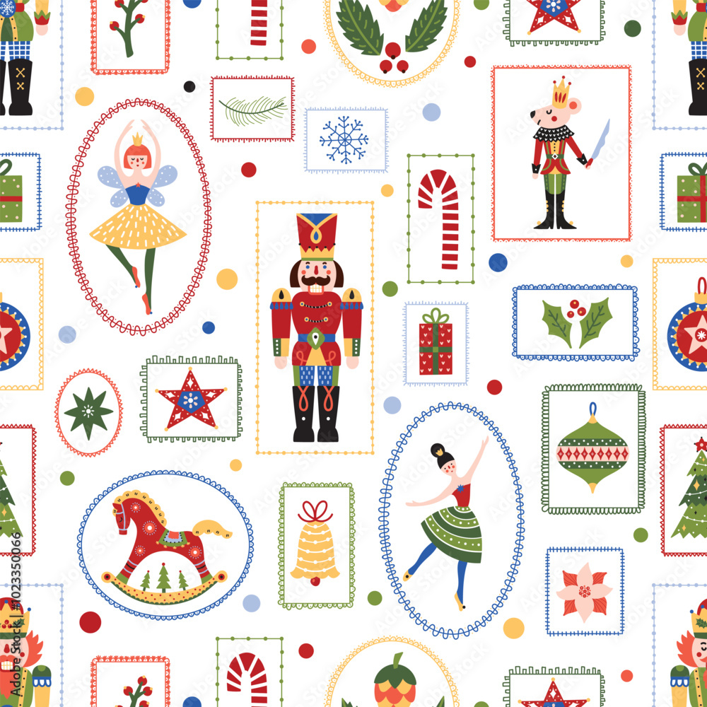 Cute Christmas vector seamless Nutcracker pattern. Can be used for ...