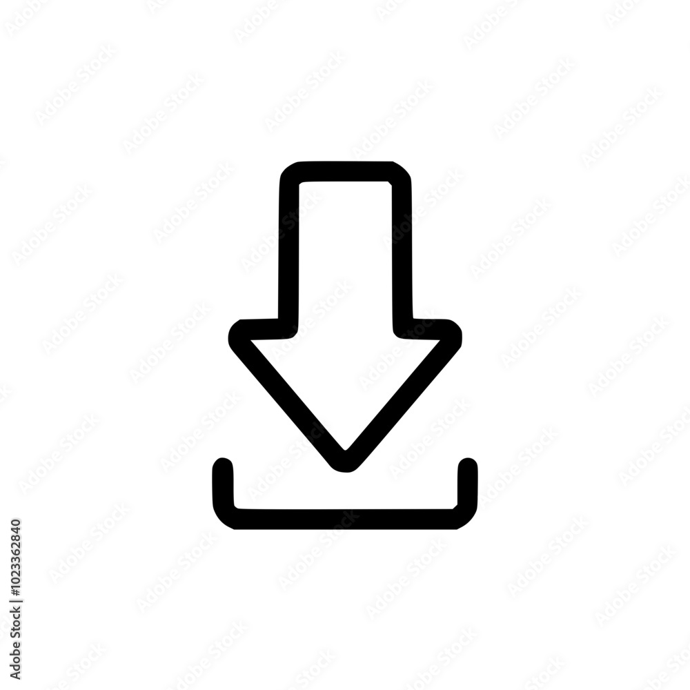 Minimalist black download icon featuring a bold arrow pointing downward ...