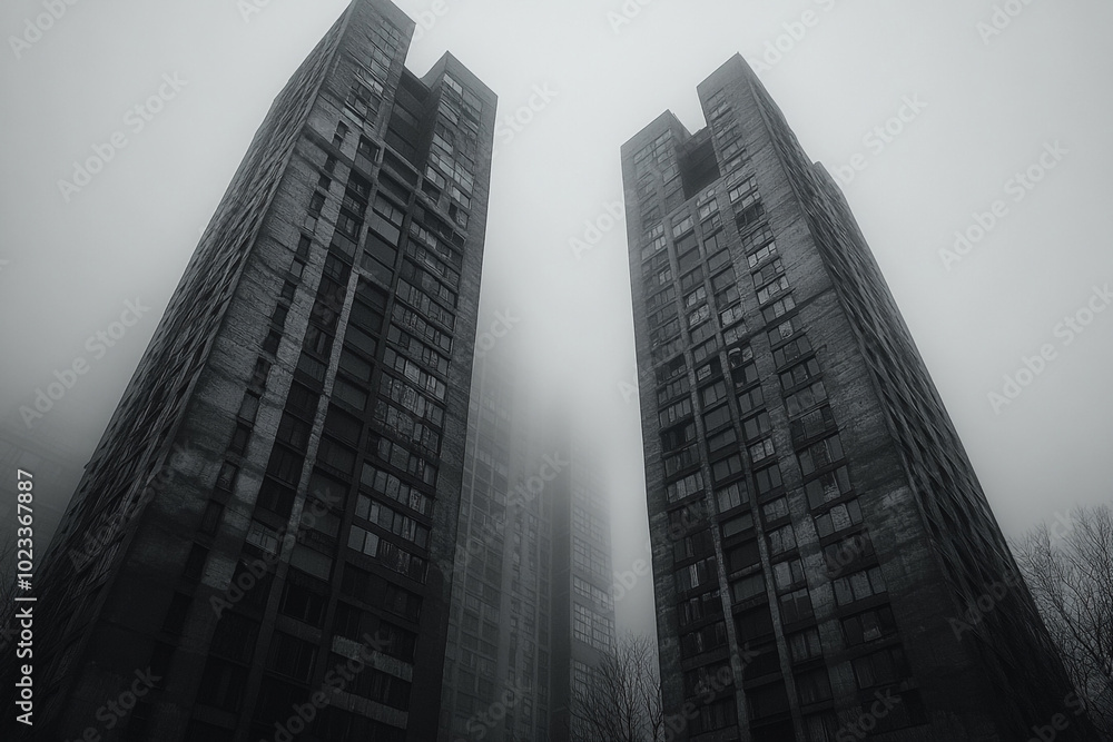 Futuristic Dystopian Brutalist Skyscraper Design Showcasing Monolithic ...