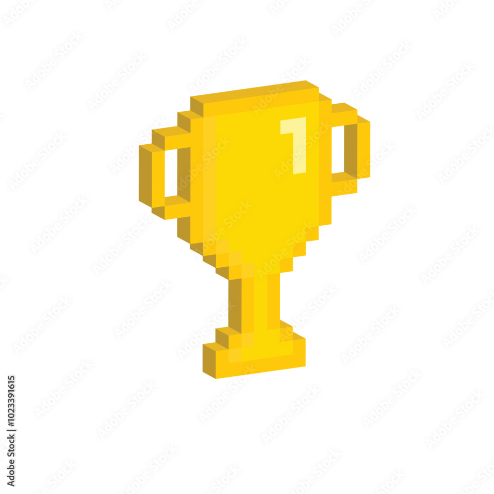 Isometric 3d trophy pixel art icon vector trophy cup 8 bit game Stock ...