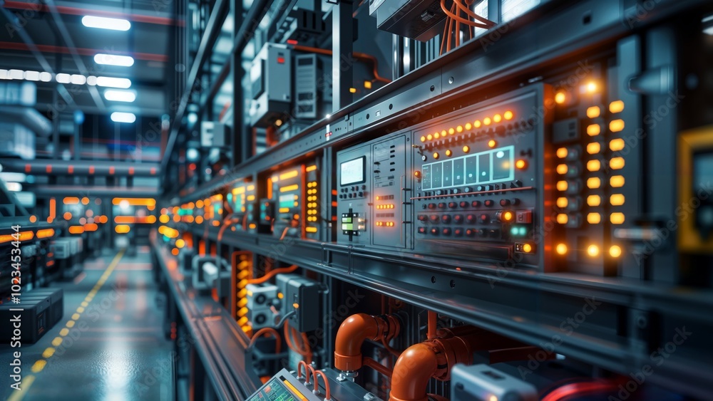 Substation Switchgear. High-tech indoor switchgear of an electrical ...