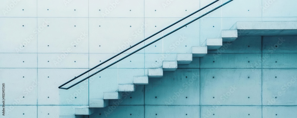 Modern staircase in a high-rise building, elevated structure with glass ...