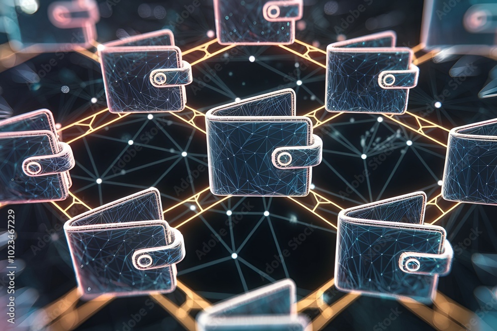 A series of digital images of wallets are displayed in a grid. The ...