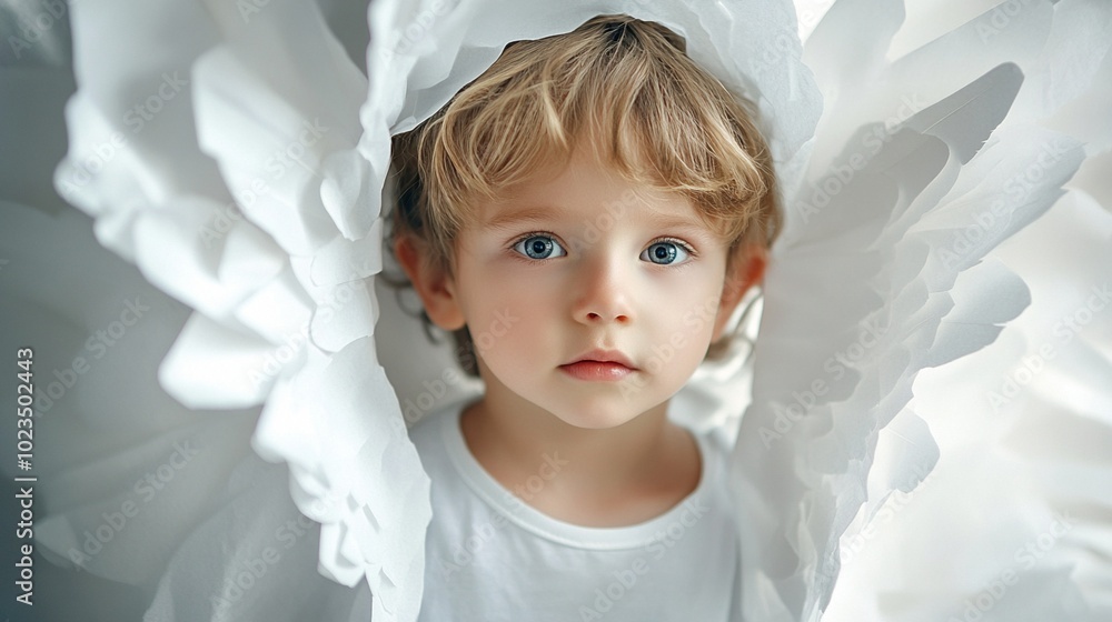 Angelic innocence captured in a portrait of a young child with blonde ...