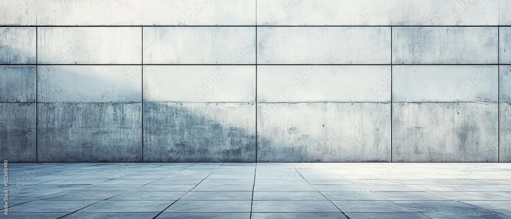 Modern concrete wall and floor with geometric patterns, creating a ...