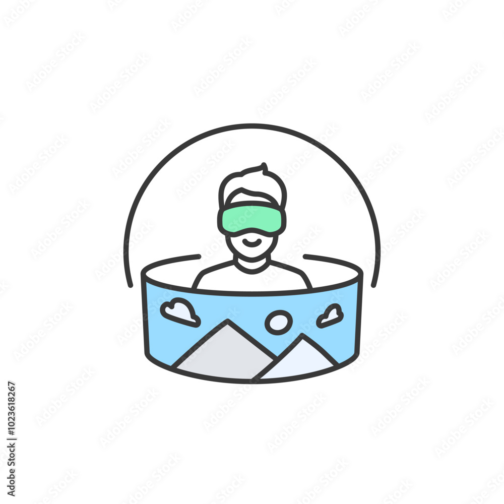 This icon shows a device simulating a digital environment. It ...