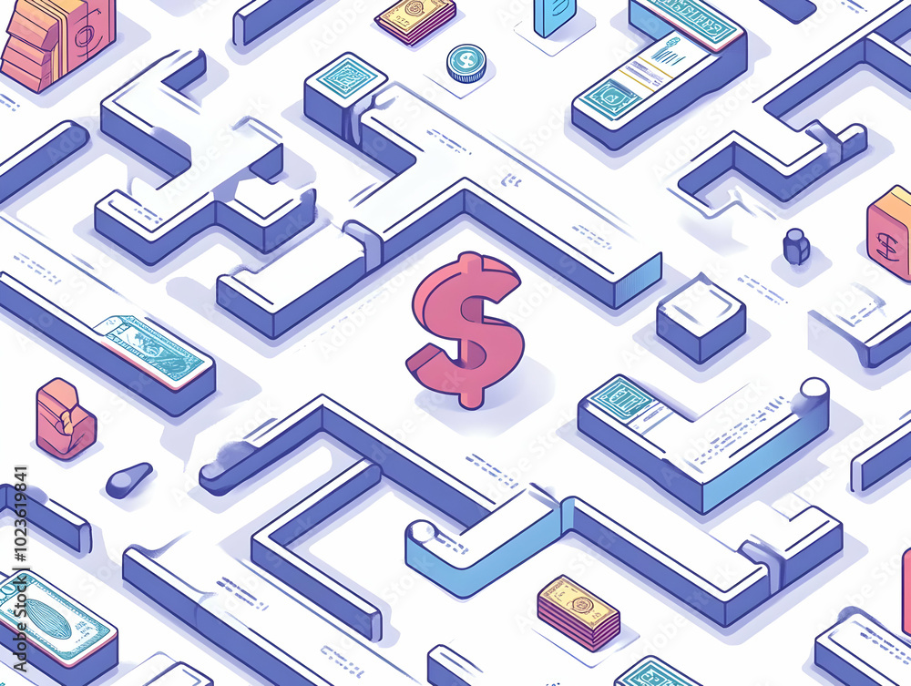 Flat Money Laundering Maze Concept: Seamless Tile Pattern of Intricate ...