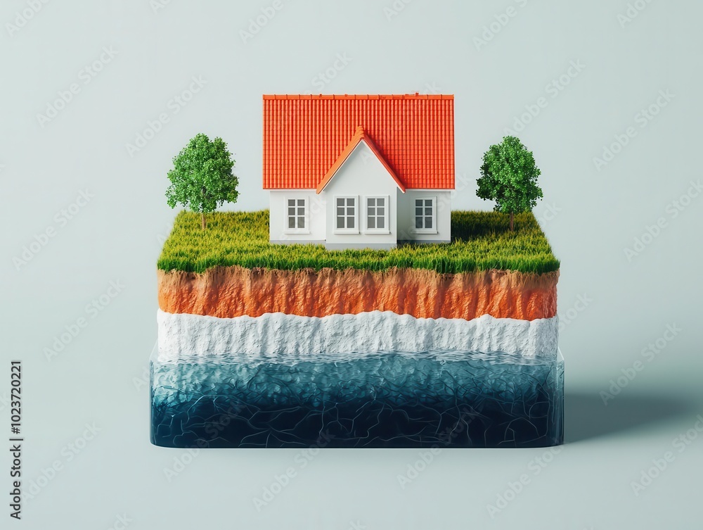 Cross-section of a city showing flood defense layers, including levees ...