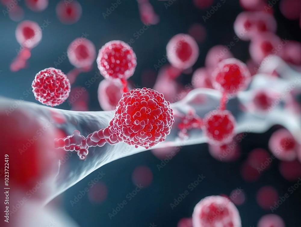 Visual representation of bone marrow affected by cancer, with cells in ...