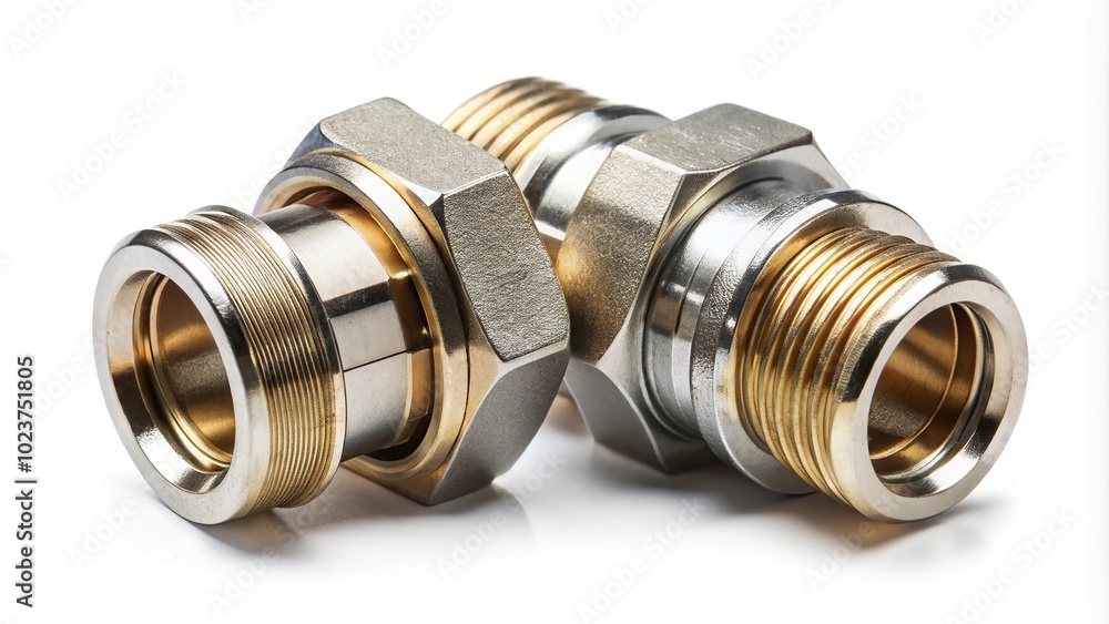 Metal and polypropylene water pipe couplings connected together ...