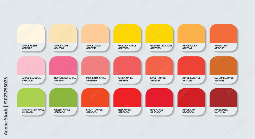 Apple Color Palette, Apple Color Guide Palette with Color Names ...