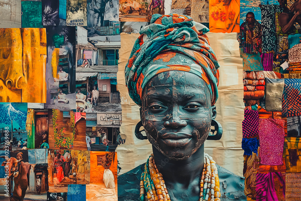 collage of Nigeria, a blend of tradition and modernity, Lagos skyline ...