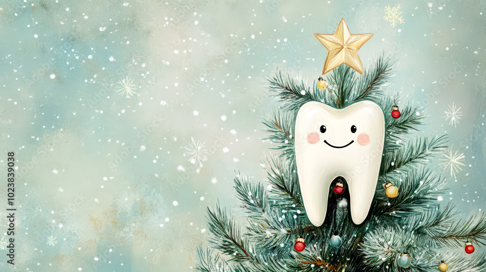 Vintage postcard. White smiling tooth against the background of a ...