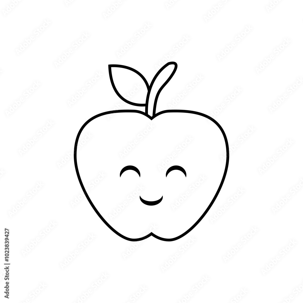 Funny Apple outline for children coloring book page vector isolated on ...
