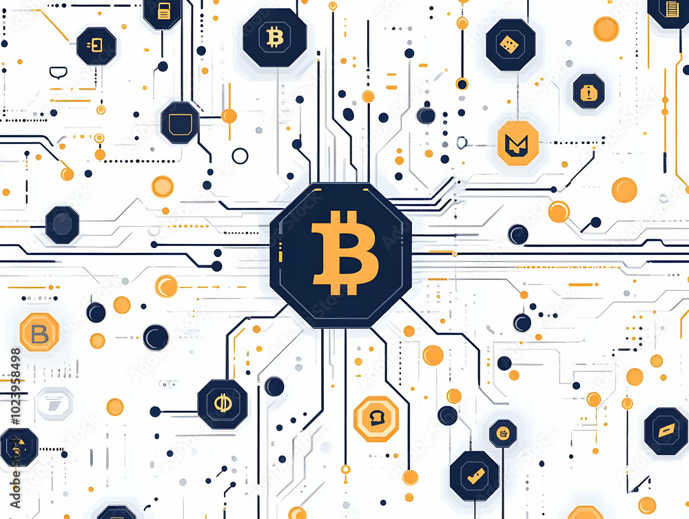 Flat Bitcoin Mining Circuit Concept: Seamless Tile Pattern of Stylized Computer Circuits ...