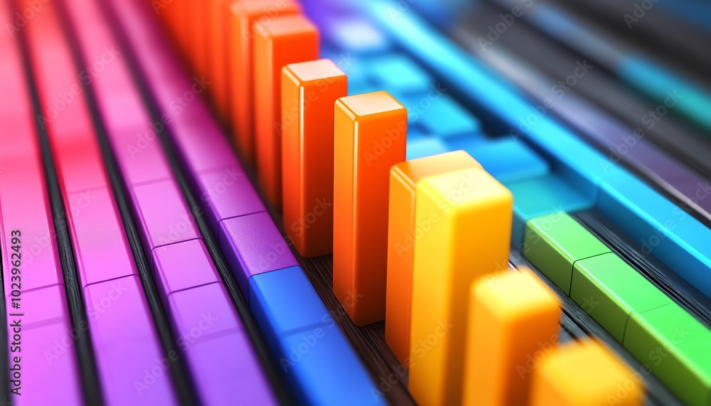 Colorful bar charts illustrating stock market investment changes ...