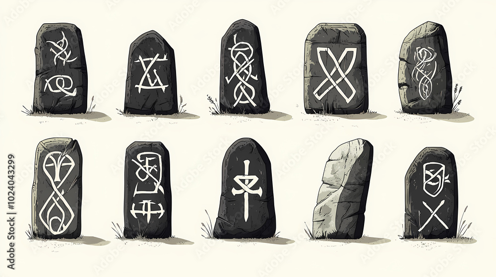 Ancient runes iconography: enigmatic traditional runestone symbols ...