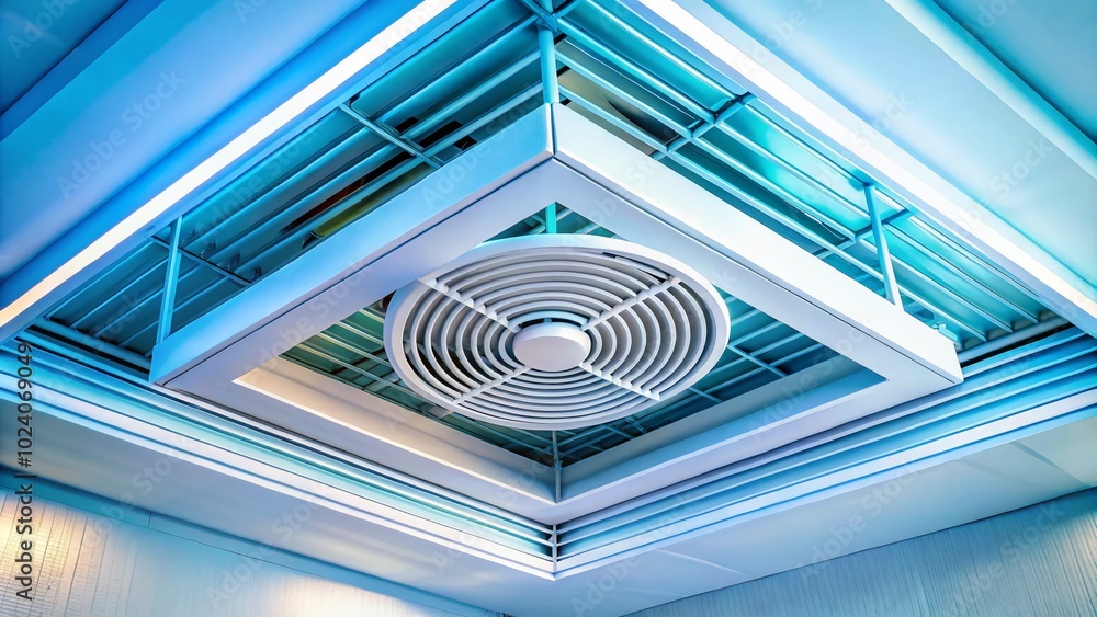 Air Conditioning Ventilation Duct and Grid on White Ceiling for Cooling ...