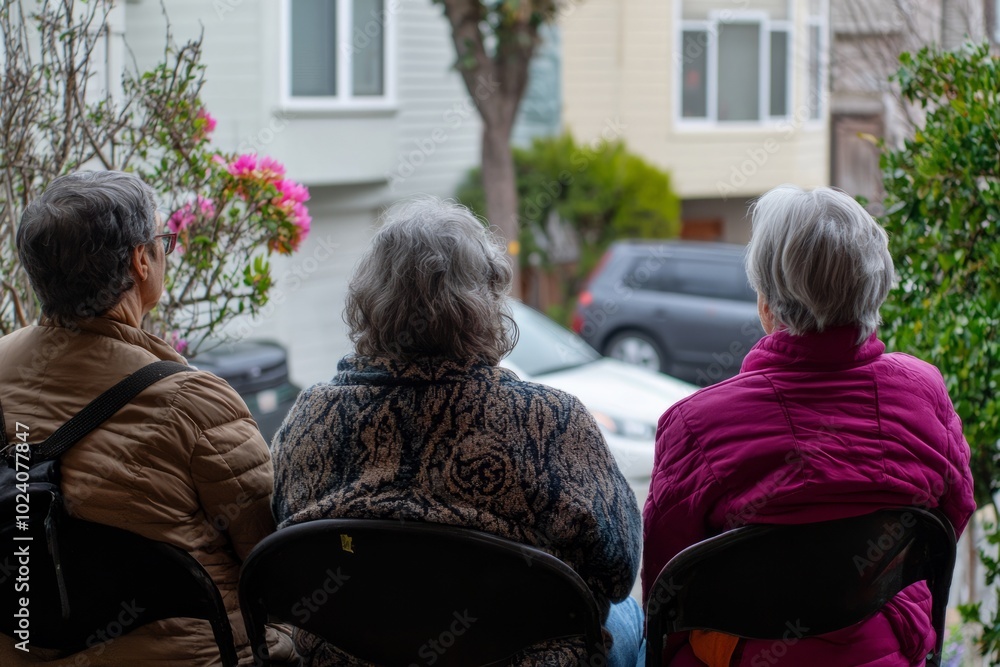 Neighborhood watching a presentation on earthquake safety, learning how ...