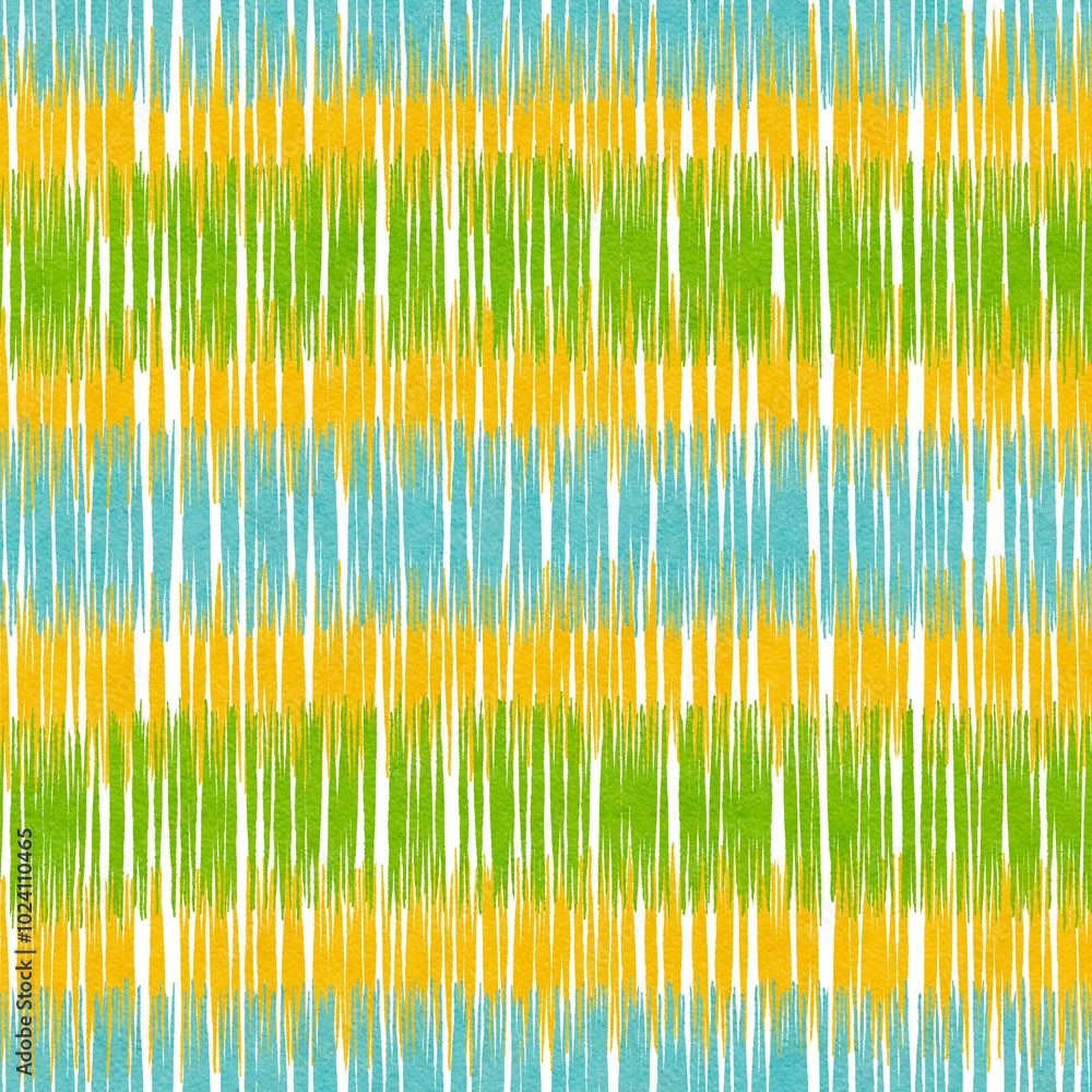 Colorful watercolor ethnic seamless pattern.Ikat strip design on paper ...