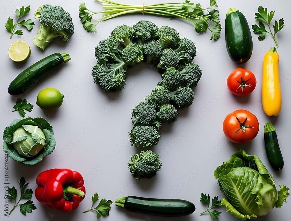 Healthy Eating Concept Question Mark Made of Vegetables and Fruits ...