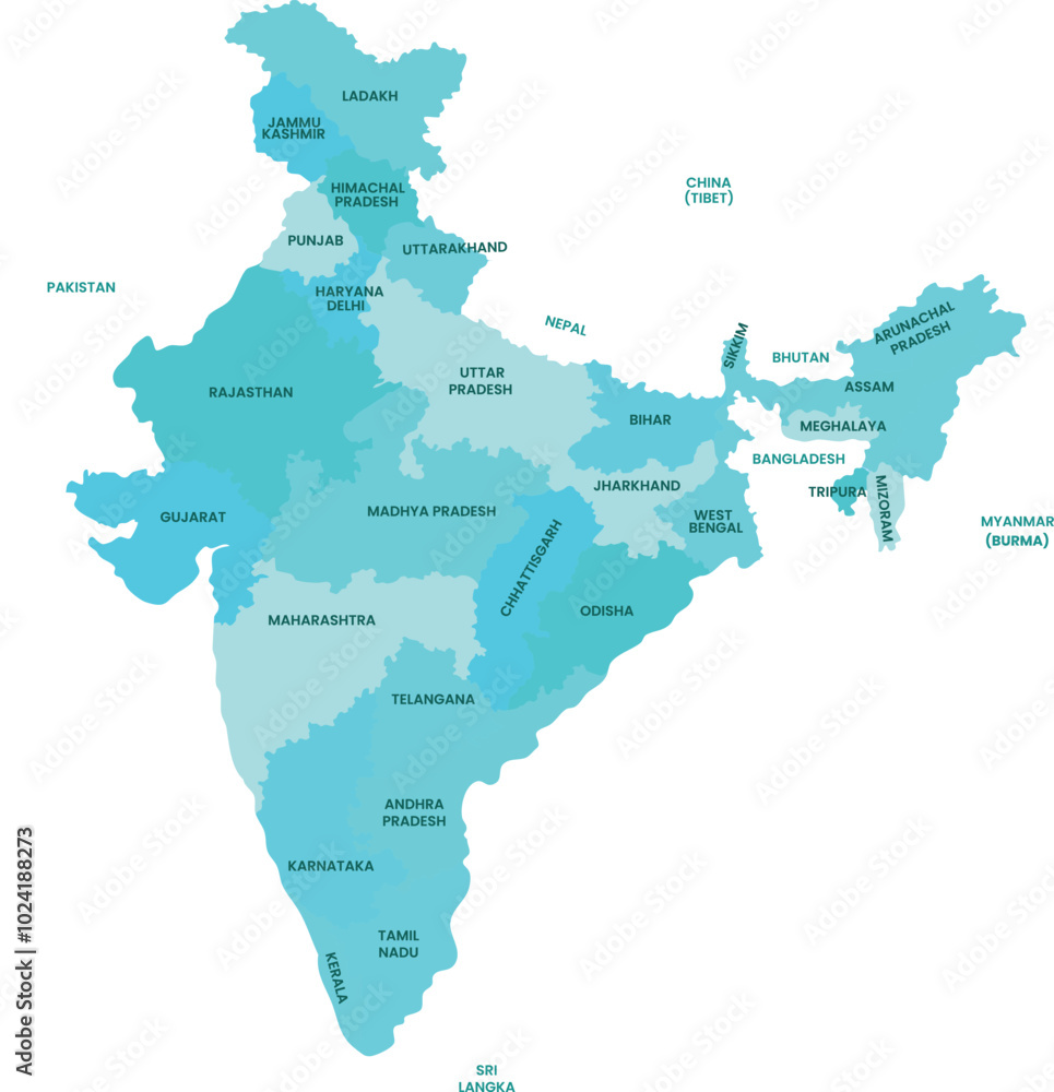 colorful India map on transparent background Stock Vector | Adobe Stock
