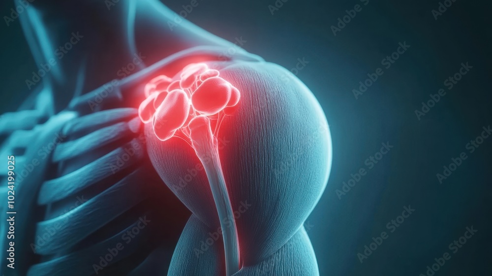 Realistic 3D visualization of a human shoulder with the rotator cuff ...