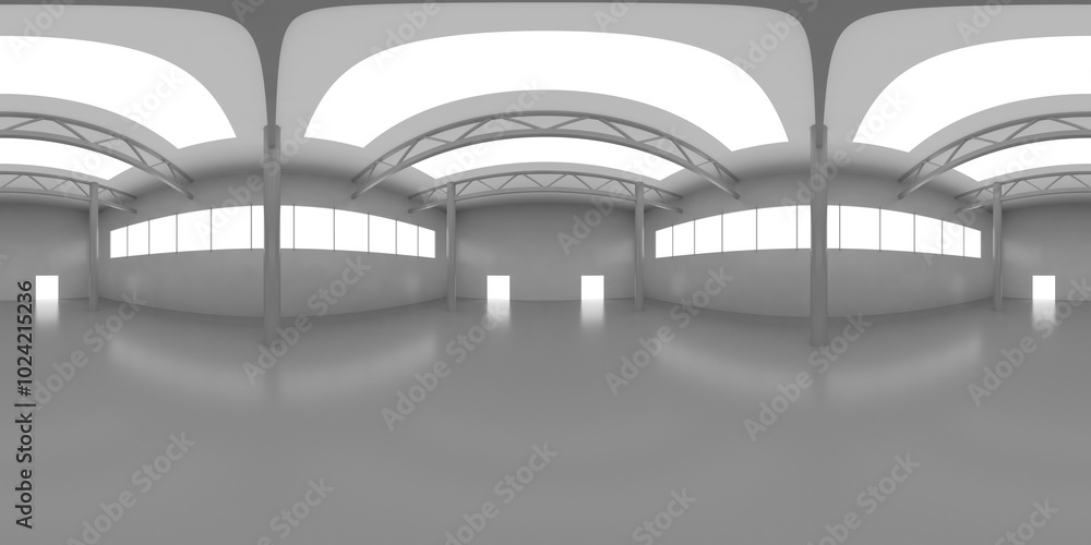 Full spherical hdri panorama 360 of empty white exhibition space ...
