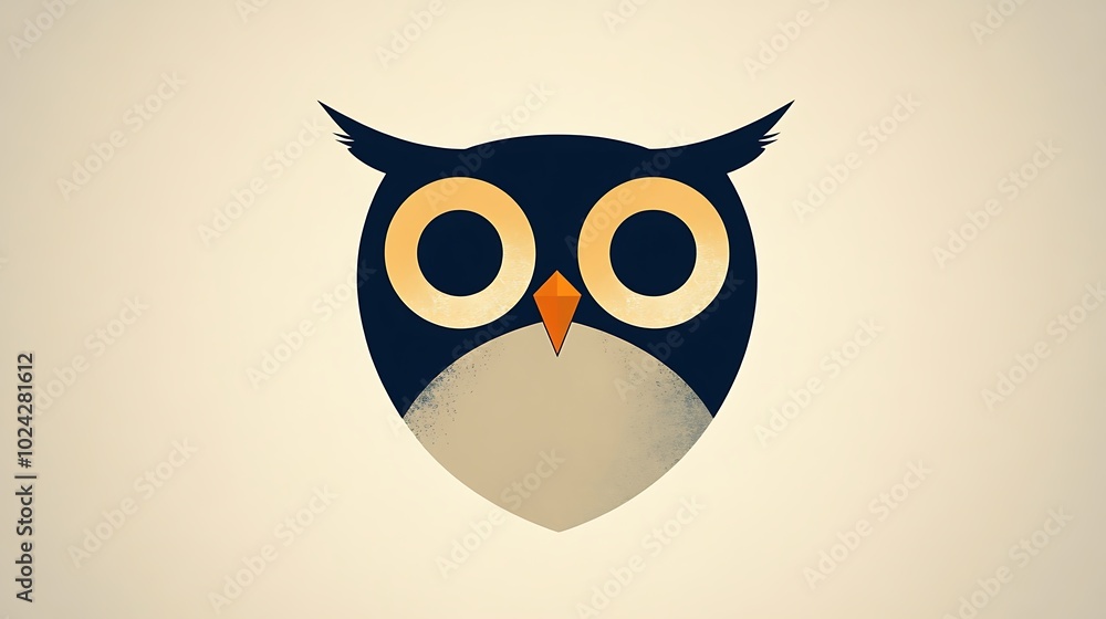 Minimalist owl face design using only two circles for eyes and a ...
