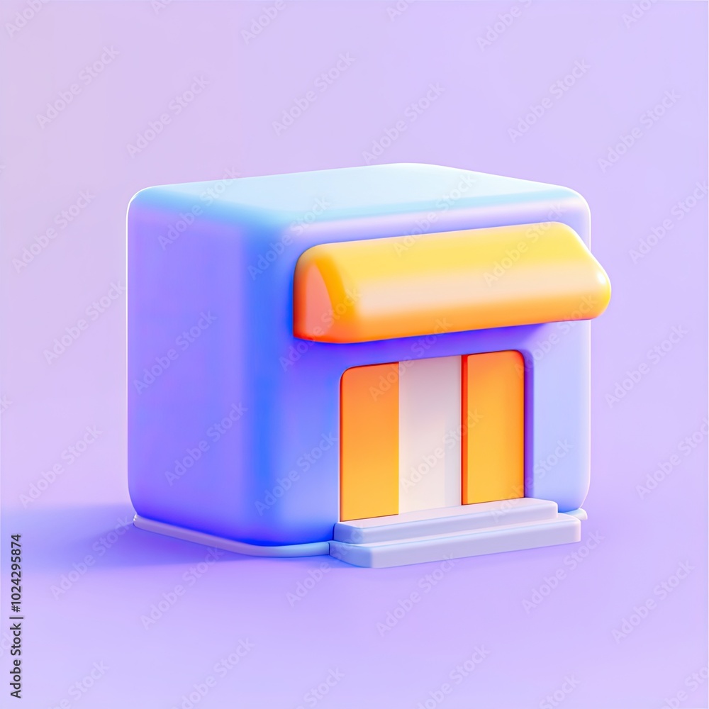 Design Element - 3D Convenient Store Icon with Smooth Rounded Edges ...