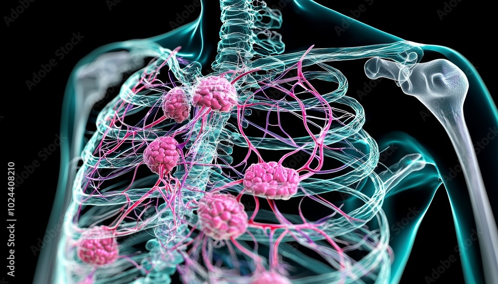 Stock-Illustration „A 3D diagram showing the lymphatic vessels weaving ...