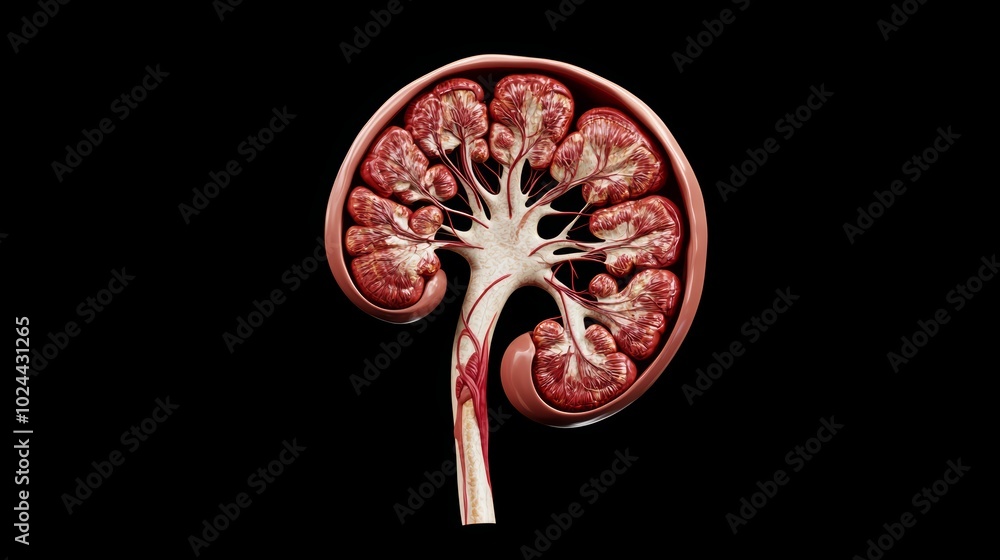 A realistic 3D model of the kidney showing both the external shape and ...