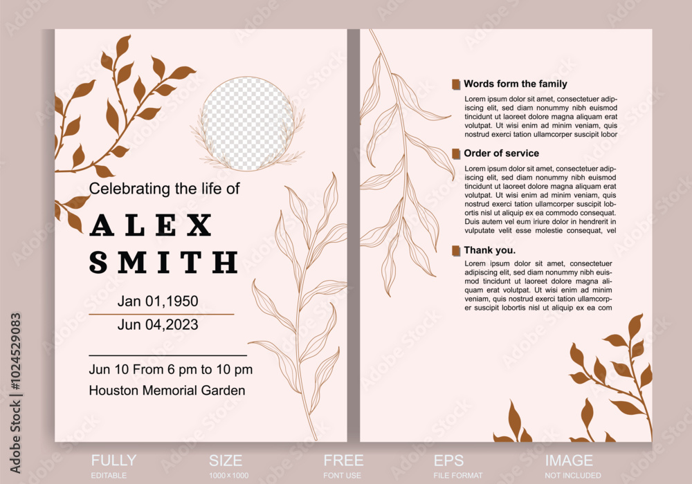 Flat design funeral order of service template Stock Vector | Adobe Stock